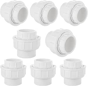 Amazon.com: 8PCS PVC Union 1 Inch PVC Union Coupling Pipe Fitting ...