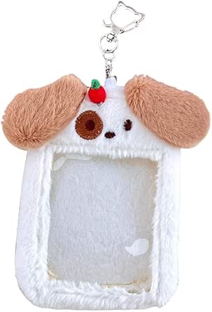 Amazon.com: Plush Photocard Holder Furry Animal Keychain Photo Card ...