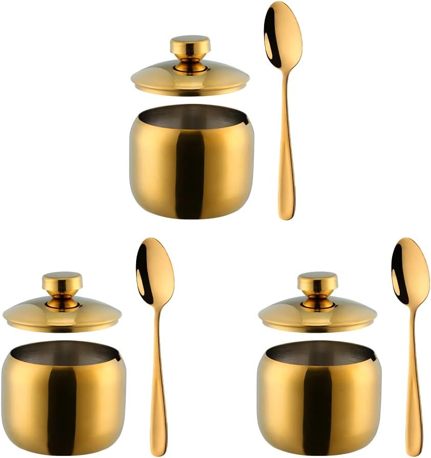 Amazon.com | ZJMCAJY Stainless Steel Salt/Sugar Bowl Set, Seasoning Box ...