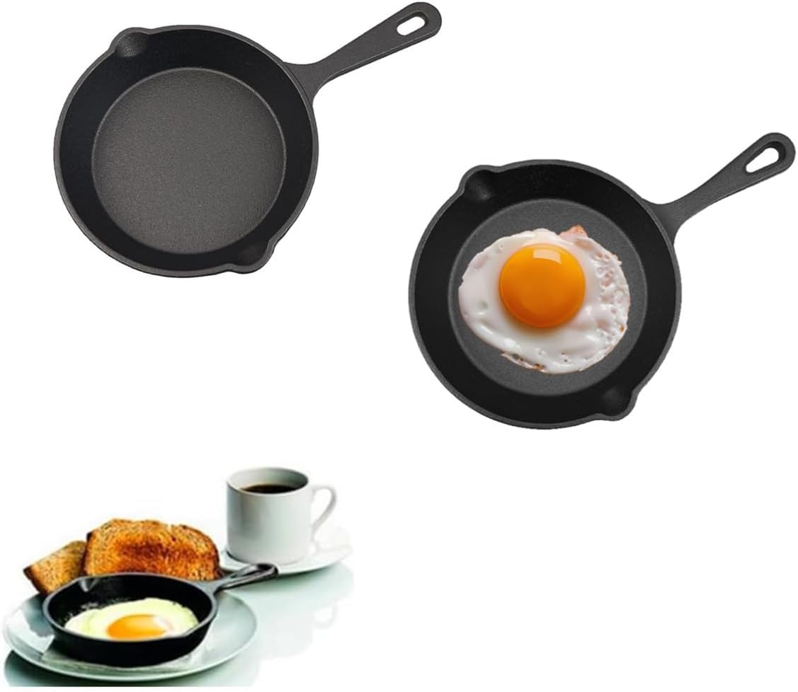 Amazon.com: AISIBO 4 Inch Small Cast Iron Skillet, 2 Pack Pre Seasoned ...