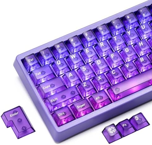 Amazon.com: HITIME XVX Purple Clear Keycaps,Transparent Keycaps 60 75 ...