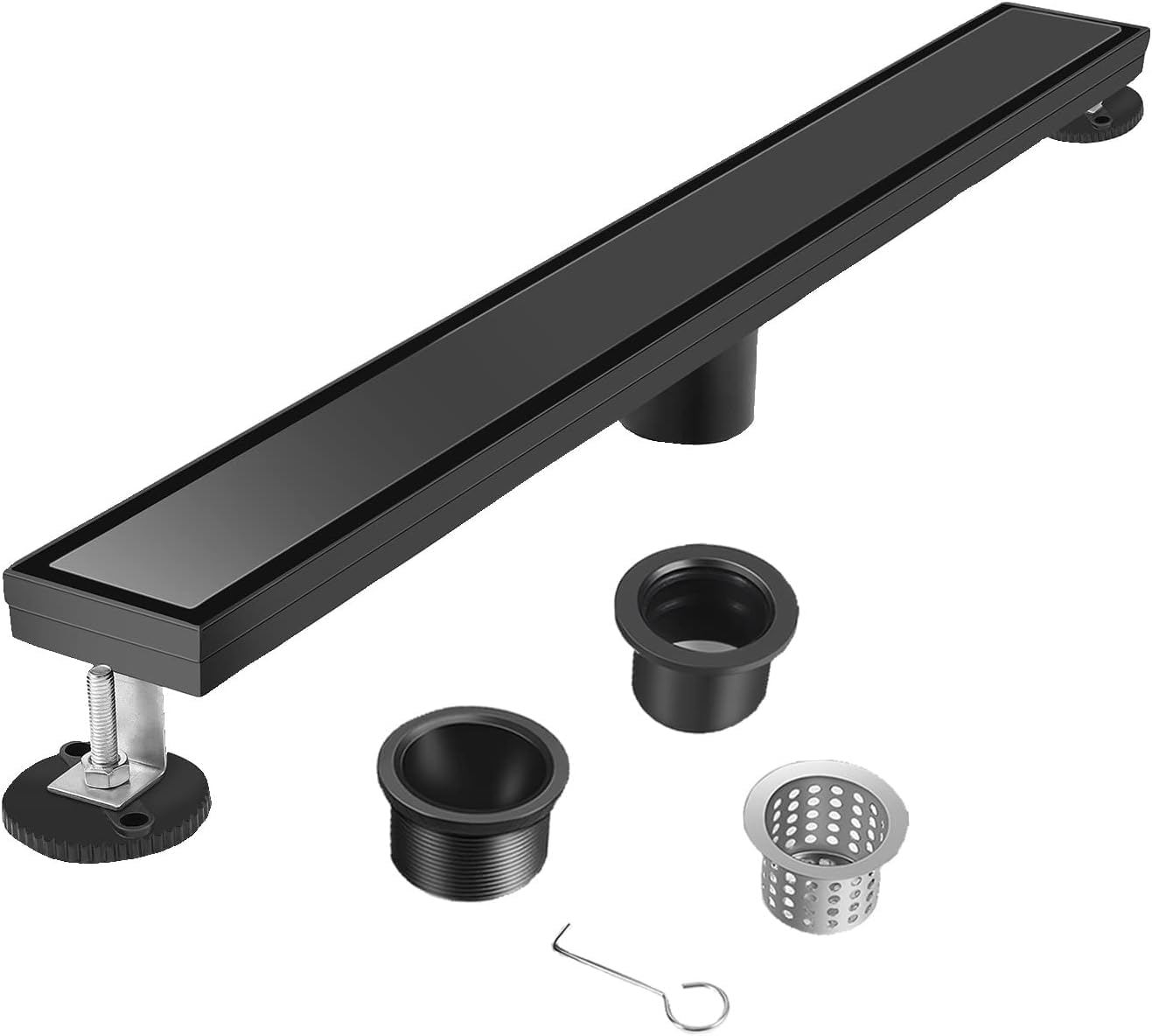 Bmvlffs 18-Inch Linear Shower Drain with Tile Insert Matte Black Grate ...