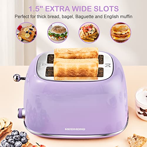 REDMOND 2 Slice Toaster Retro Stainless Steel Toaster with Bagel ...