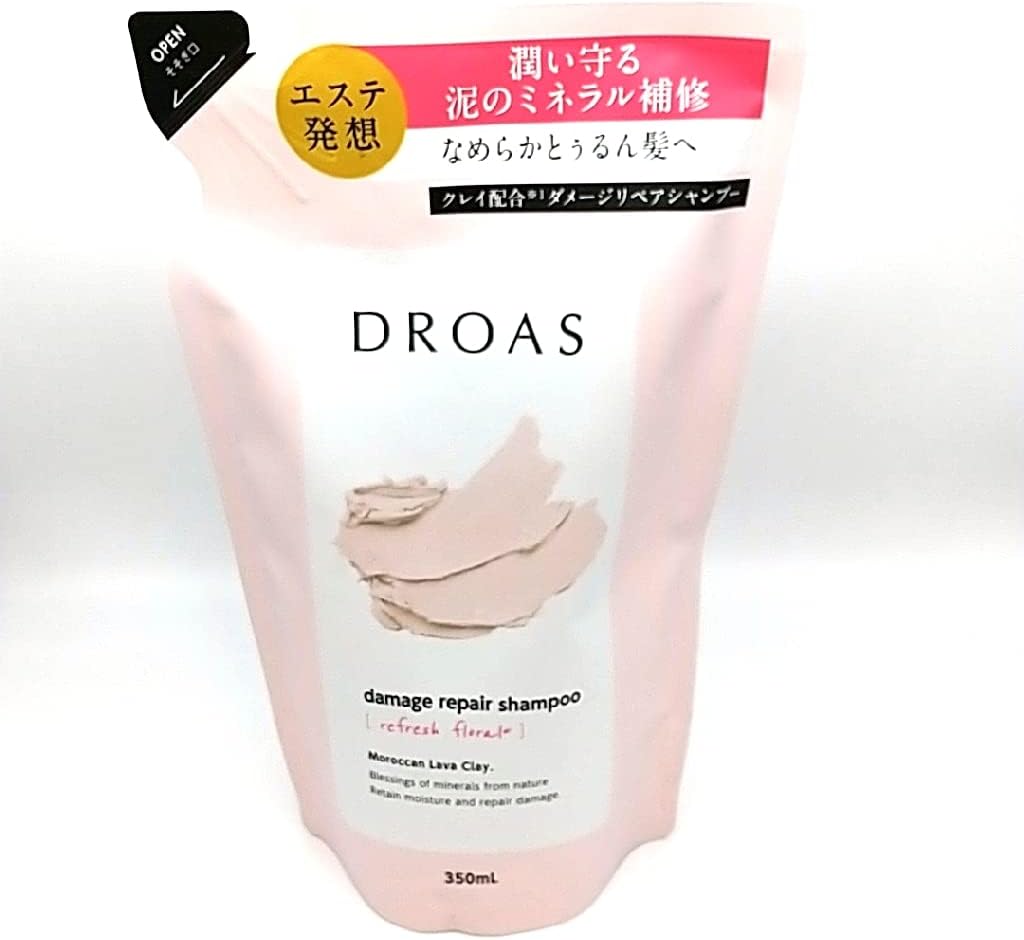 Amazon | DROAS ドロアス ダメージリペアシャンプー 【詰め替えパウチ】350ml リフレッシュフローラルの香り ダメージ 泥 どろあす しっとり まとまる ダメージケア ヘア ...