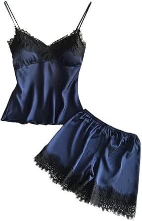 Pijama sexy para mujer, lencería de satén con lazo, ropa interior de encaje para mujer, camisón ...