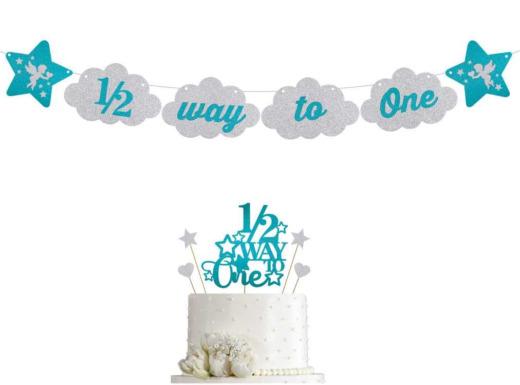 Buy SVM CRAFT® half cake topper and banner -Six month cake topper and ...