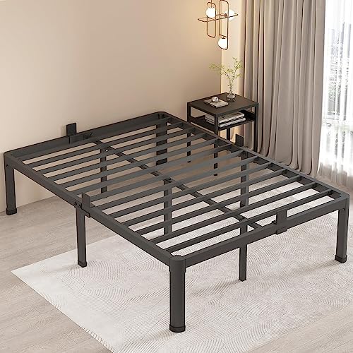 Amazon.com: HAAGEEP Queen Bed Frame 18 Inch High Bedframe Tall No Box ...