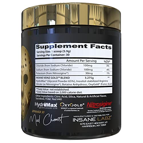 Insane Labz Psychotic Gold and Insane Veinz Gold Pre Workout Nitric ...