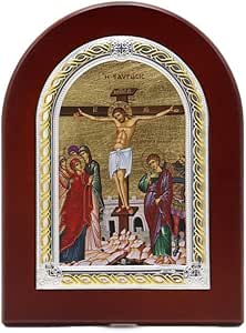 Amazon.com: Jesus Christ Crucifixion Silver Wall Stand Holy Land ...