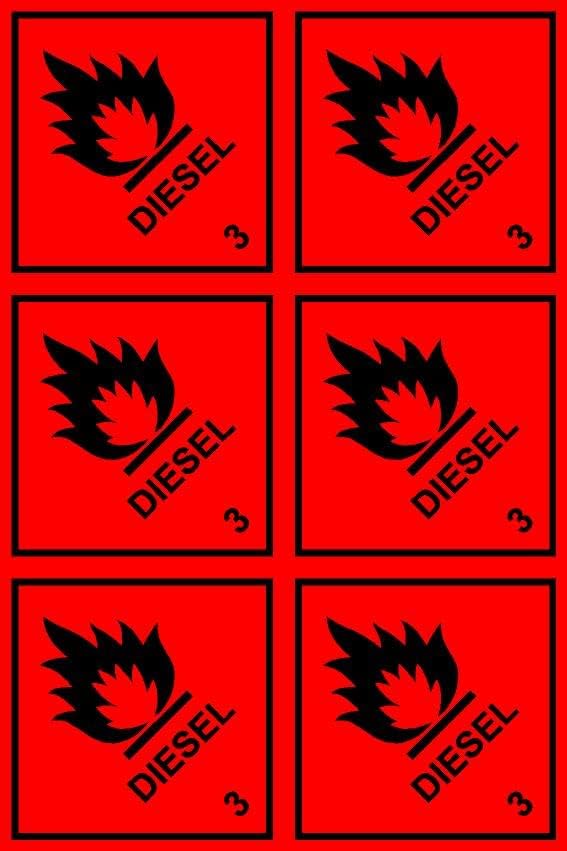 Diesel Fuel Safety Sign - Self Adhesive Sticker Pack of 6 Stickers ...