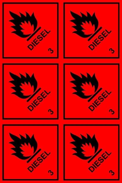 Diesel Fuel Safety Sign - Self Adhesive Sticker Pack of 6 Stickers ...