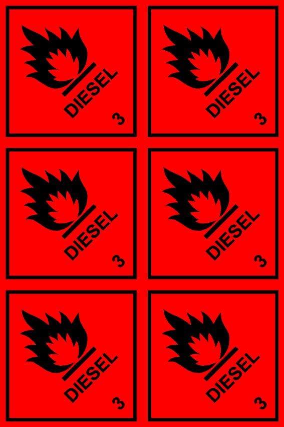 Diesel Fuel Safety Sign - Self Adhesive Sticker Pack of 6 Stickers ...