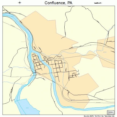 Large Street & Road Map of Confluence, Pennsylvania PA - Printed poster ...