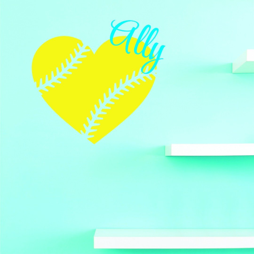 Amazon.com: Personalized Heart Softball Sports Team Player Custom Name ...