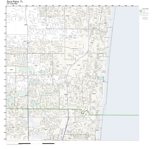 Amazon.com : ZIP Code Wall Map of Boca Raton, FL ZIP Code Map Laminated ...