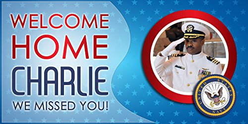 Amazon.com: Welcome Home Navy Military Banner with Custom Photo : Home ...