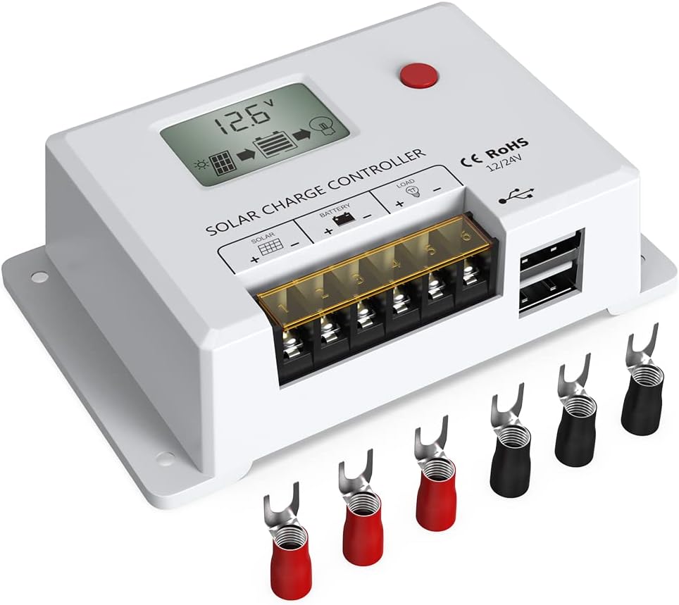 Amazon.com : HQST 20Amp 12V/24V PWM Solar Charge Controller Regulator ...