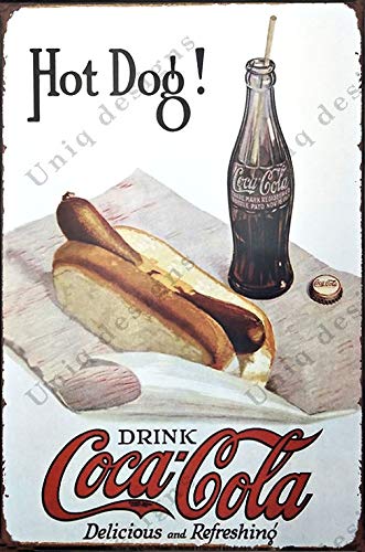 Buy UNiQ Designs Metal Tin Signs - Hot Dog and Coca Cola Food Sign ...