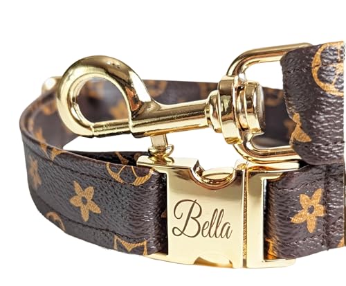Amazon.com: Designer Dog Puppy Collar and Leash - Personalized name ...