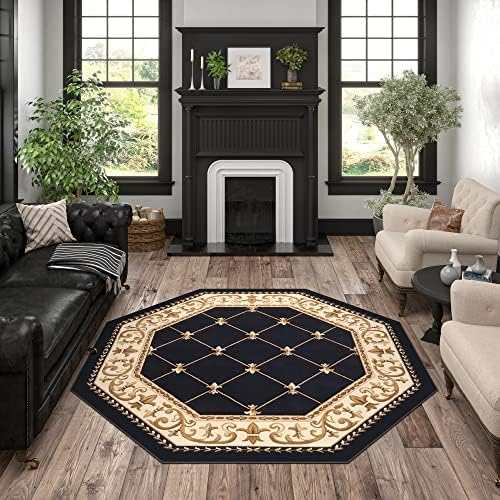 Amazon.com: Traditional Octagon Area Rug Design 404 Green (4 Feet X 4 ...