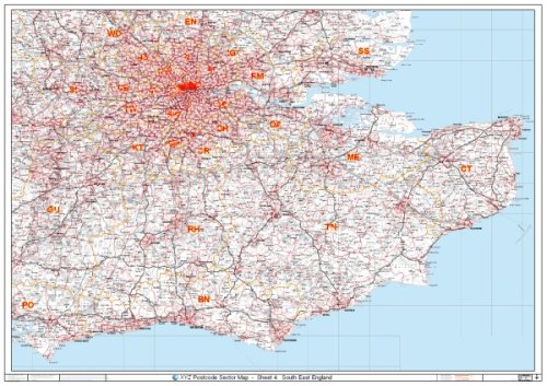Southeast England ~ Postcode Sector Map (Postcode Sector Range): Amazon ...