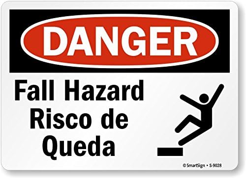 SmartSign “Danger - Fall Hazard” Bilingual Sign | 7" x 10" Plastic ...