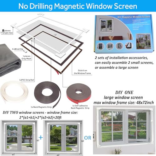 Snapklik.com : AMLOOPH Magnetic Window Screen Mesh Frame Replacement ...