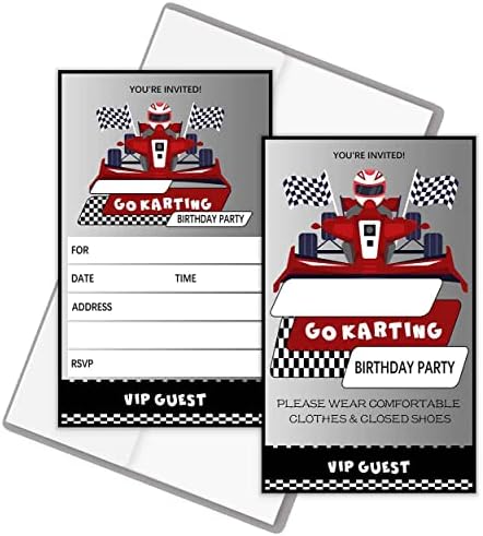 Amazon.com : QZCYU Go Kart Invite (Go Kart Party), Birthday Party ...