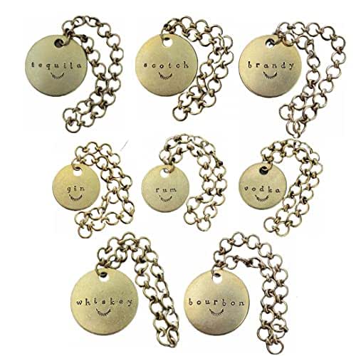 Amazon.com: Set of 8 Brass Liquor Decanter Labels, Spirits Bottle Tags ...