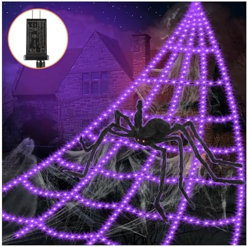 Amazon.com: Kenburg 23Ft Giant Spider Web Halloween Decorations Outdoor ...