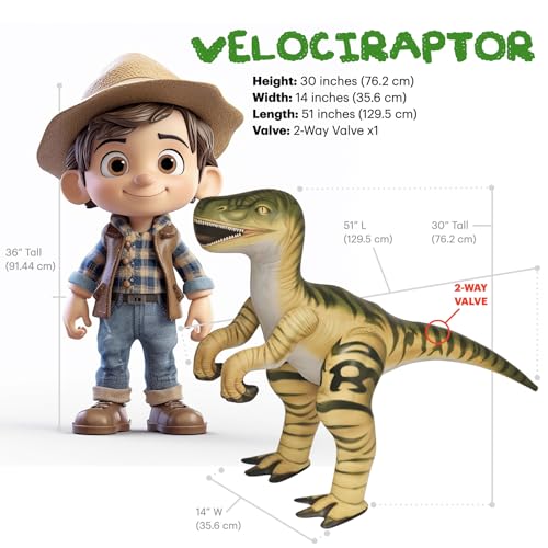 Snapklik.com : Jet Creations Velociraptor Dinosaur Toy, Inflatable Tan ...