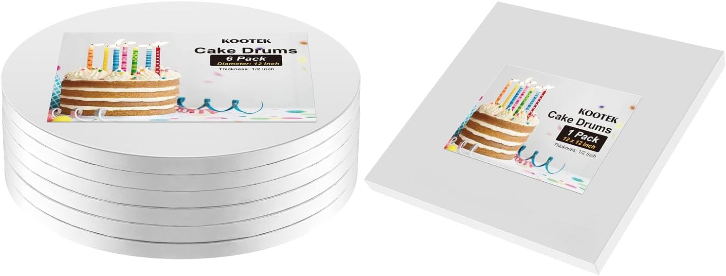 Amazon.com: Kootek 6-Pack 12 Inch Round and 1-Pack 12 Inch Square Cake ...