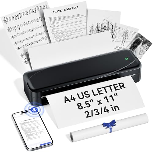 Portable Printer Wireless for Travel, Bluetooth Thermal Printer Support ...