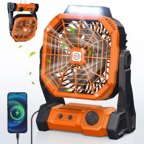 Amazon.com: 20000mAh Camping Fan, 8” Double Blades Powerful Battery ...
