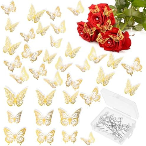 Amazon.com: Abeillo 25Pcs Diamond Pins & 36pcs Gold Butterfly Decor ...
