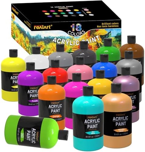 Amazon.com: Shuttle Art 18 Colors Acrylic Paint Bottle Set (250ml/8 ...