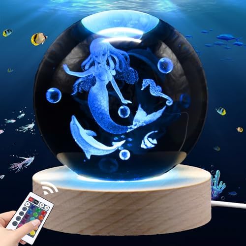 Shellvcase 3.15in 3D Mermaid Nightlight, Mermaid Lamps for Girls ...