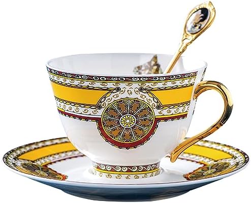 Amazon.com | LE POTOCIO Euro Style Bone China Tea Cup and Saucer Set, Tea Coffee Cups and ...