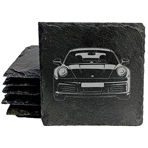 Amazon.com: Premium Slate Coasters Set with Laser-Etched Porsche 911 ...