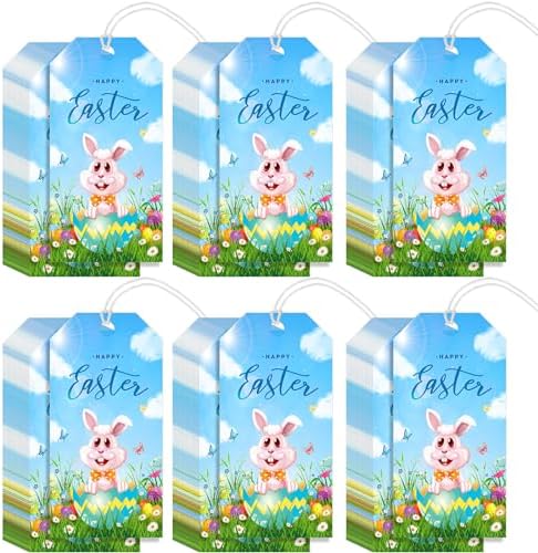 Amazon.com : Outus 4.7 Inch Blue Bunny Gift Tags Large Spring Easter ...
