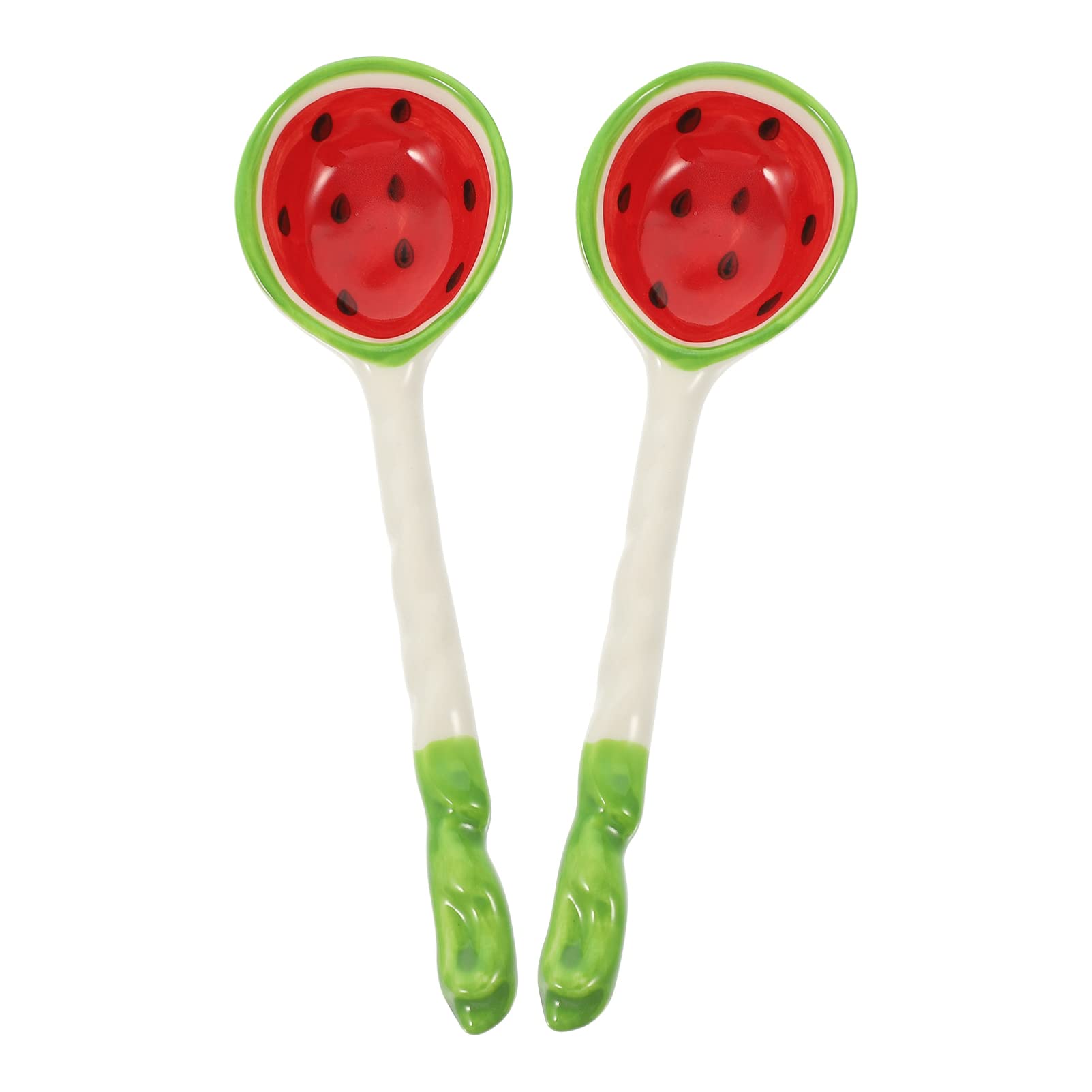 Amazon.com: Housoutil 2 Pcs Ceramic Soup Spoons Cute Watermelon ...