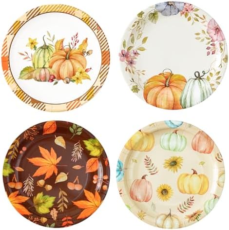 Amazon.com: ceiba tree 50 Pack Friendsgiving Paper Plates Gold Foil ...