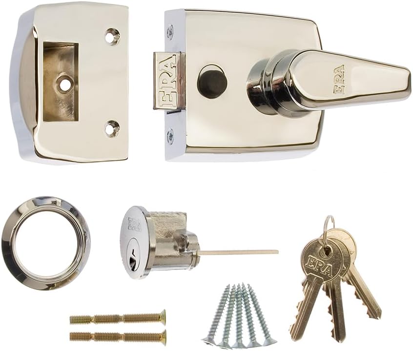ERA Replacement Front Door Lock 60mm Chrome Effect Body : Amazon.co.uk ...