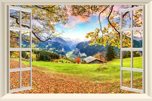 Amazon.com: Home Find Fake Window Wall Decal View a Corner of Garden ...