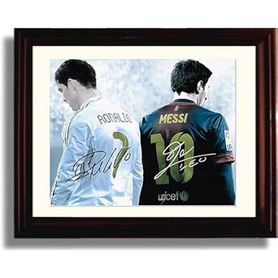 Buy Framed Lionel Messi & Ronaldo Autograph Replica Print Online at ...