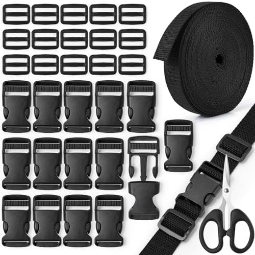 ZEONHEI 16 Yards Nylon Webbing Strap, Heavy Webbing Strap with 11 Sets ...