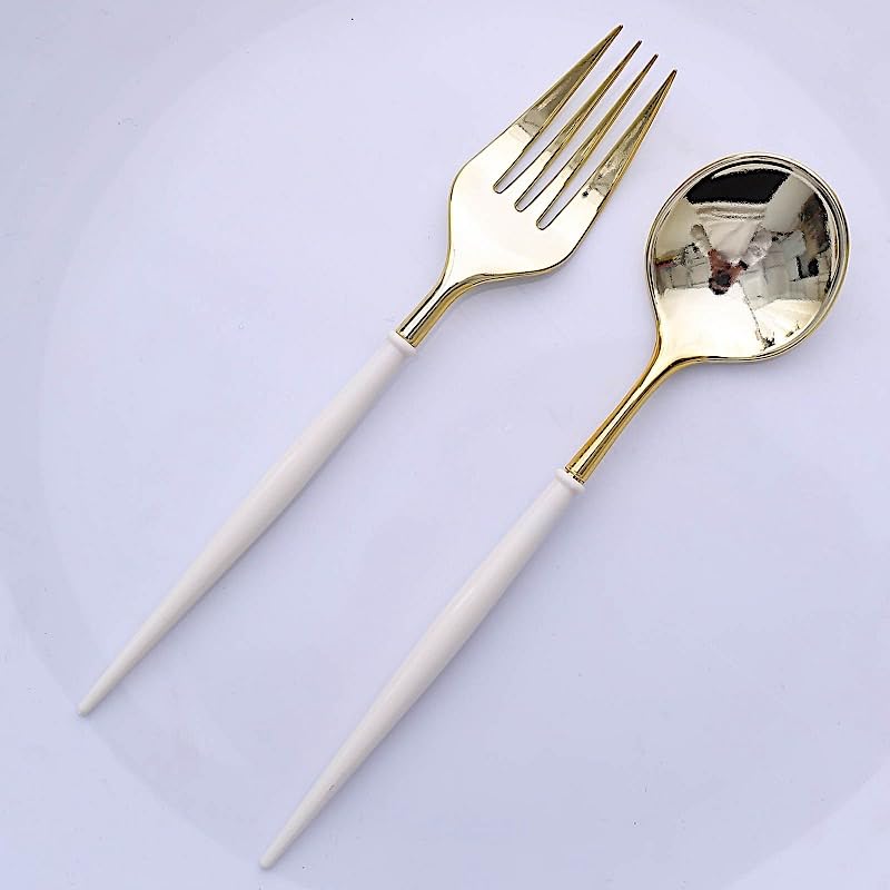 Amazon.com: 24 Ivory Disposable 6 in Premium Plastic Cutlery Spoons ...