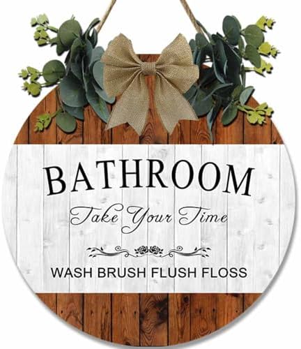 Amazon.com : Sokomurg Bathroom Rules Wall Decor Bathroom Signs Door ...