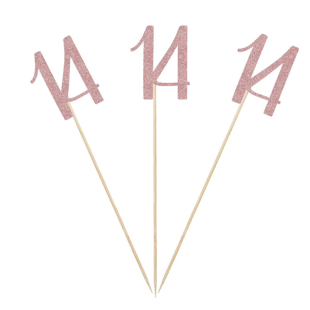 Amazon.com: Rose Gold 14th Glitter Birthday Centerpiece Sticks, 12-Pack ...