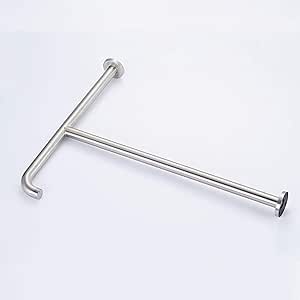 LETREM 28 Inch Stainless Steel T- Shaped Bathroom Grab Bar Wall Mounted Floor-Standing Safety ...